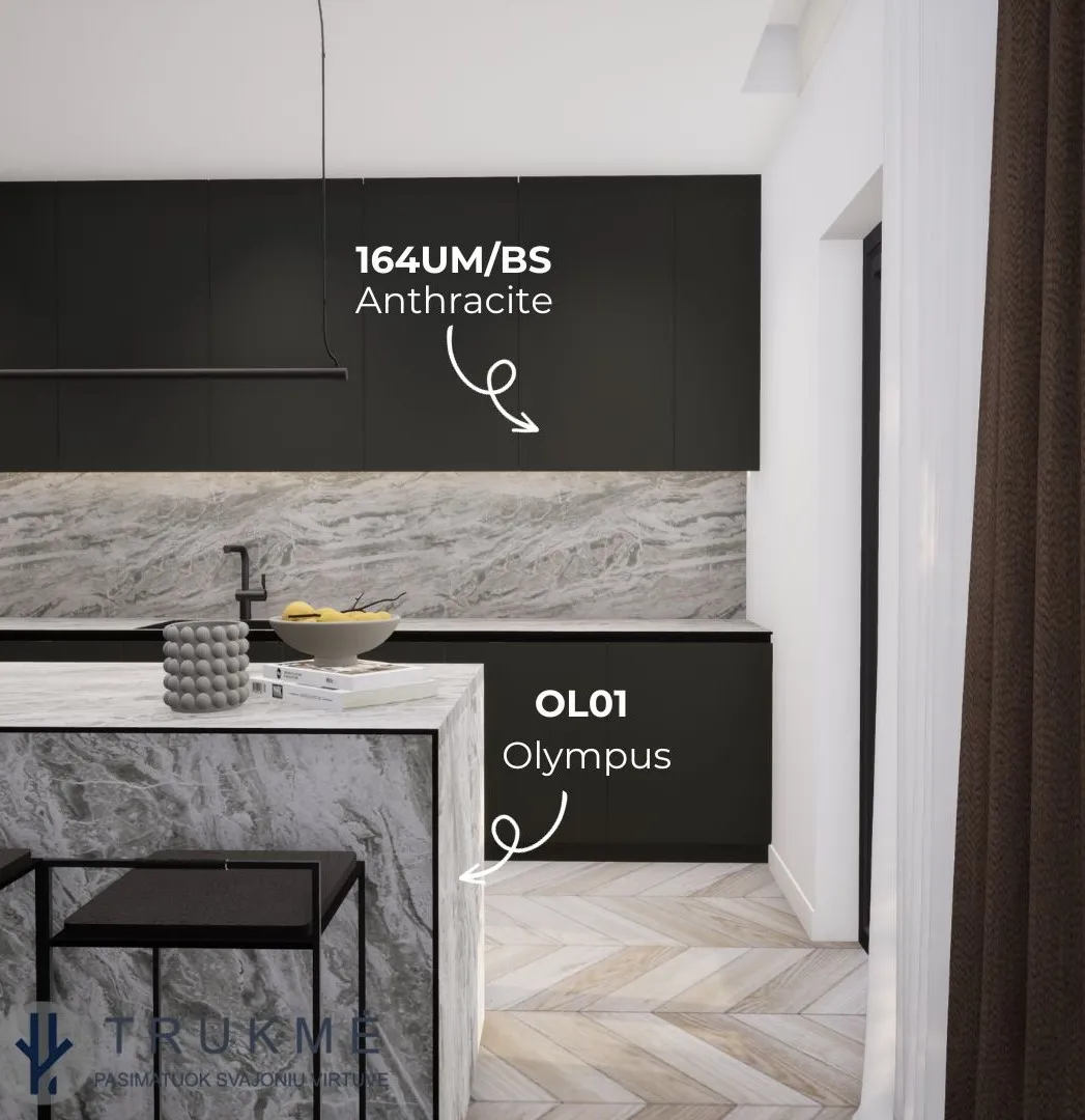 Compact HPL 10mm Marble OL01 melns pildījums OLYMPUS tekstūra - Trukmė